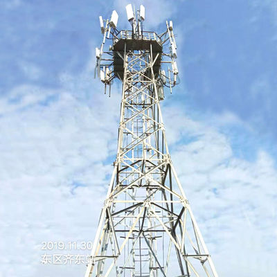Galvanized Telecom Antenna Tower 4 Platforms With Mounting Brackets