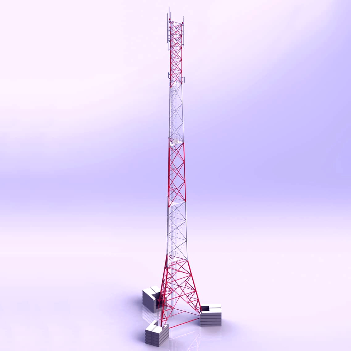 3-legged Free Standing Lattice Mast 30-60m Self-support Galvanized Steel Tower