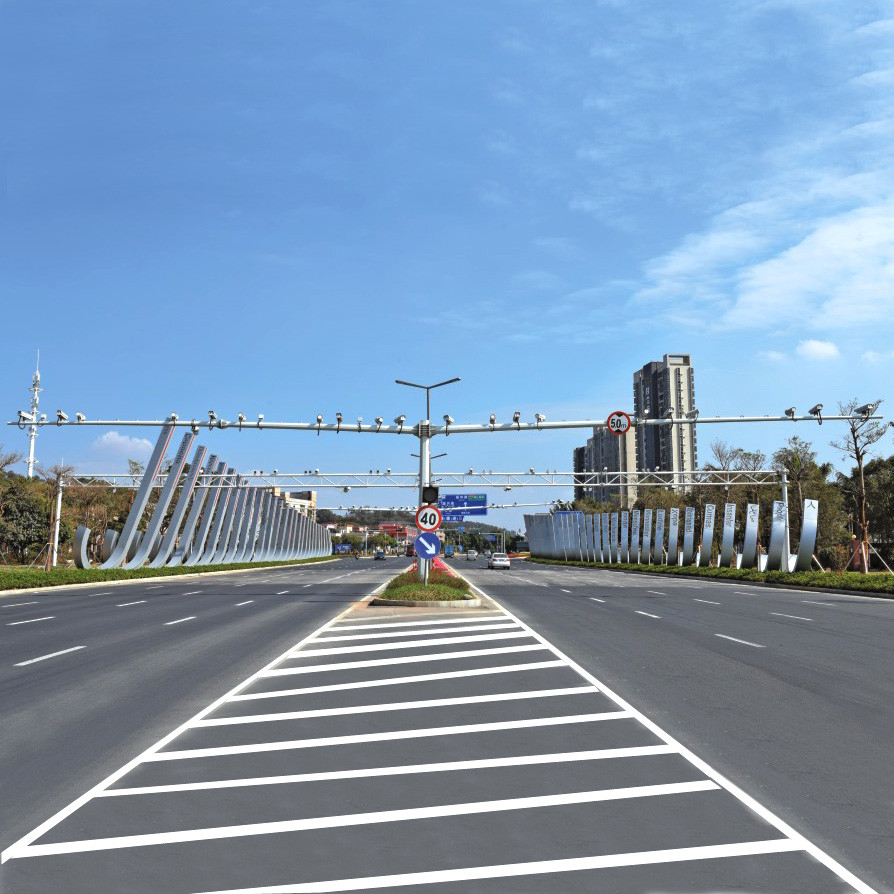 Structural Steel CCTV Camera Mounting Pole Dual Arms VMS Cantilever 6m ...