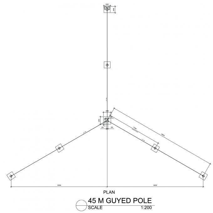 4 Leg High Angular Guyed Wire Towers 55m For GSM 5G Antennas