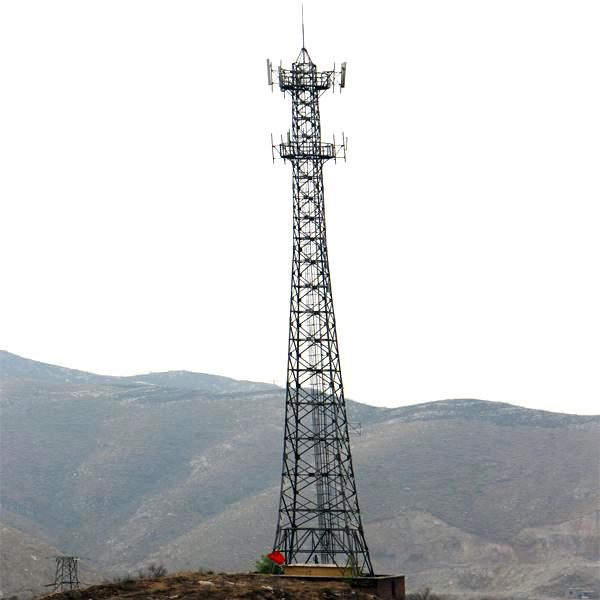 4-Legged Self Supporting Mobile Steel Tower 30m to 70m Hot Dip Galvanized Pole