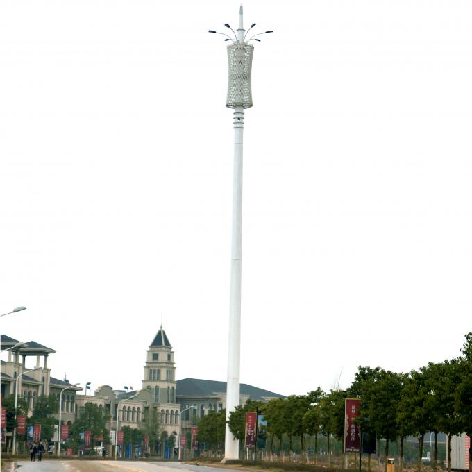 50m High Mast Galvanized Steel Pole Tower Q345 With 4 Lights