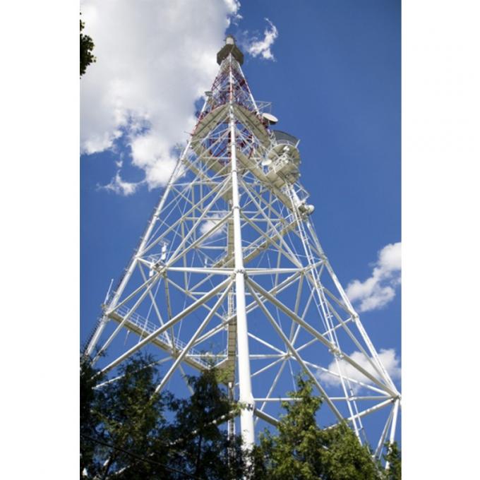 Angular Telecom Steel Tower GSM With Radio Antennas Tension strength 510Mpa