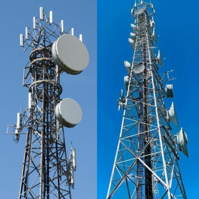 4 Legged Telecommunication Angular Steel Lattice Tower 60m Hot dip galvanization