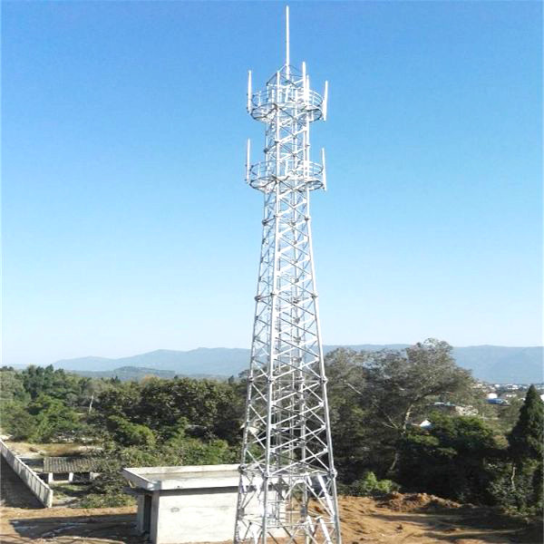 OEM Communication Tower 4 Leg Galvanized Tubular Steel Lattice Lightning Mast